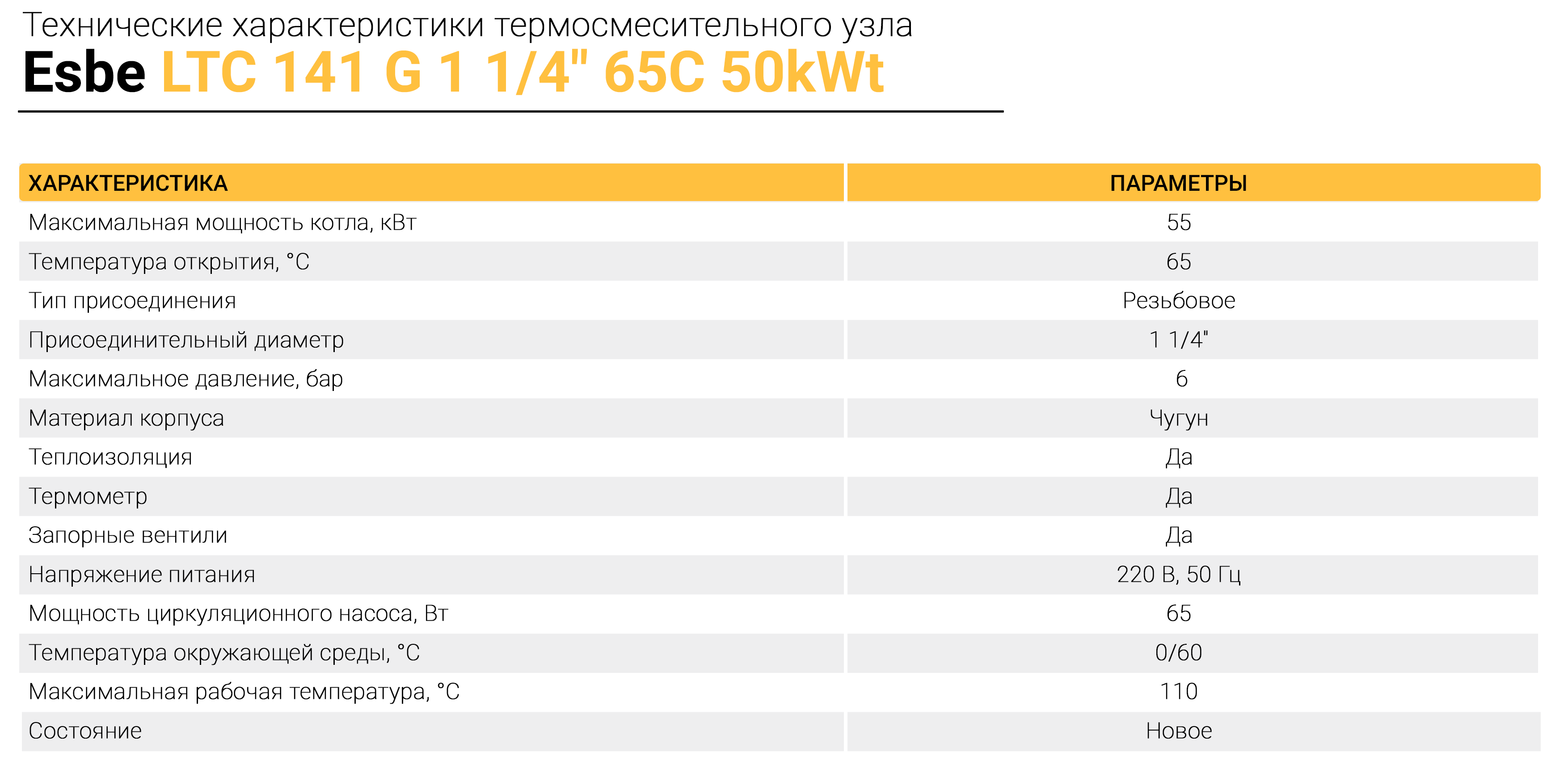 Термосмесительный узел Esbe LTC 141 G 1 1/4" 65С 50kWt